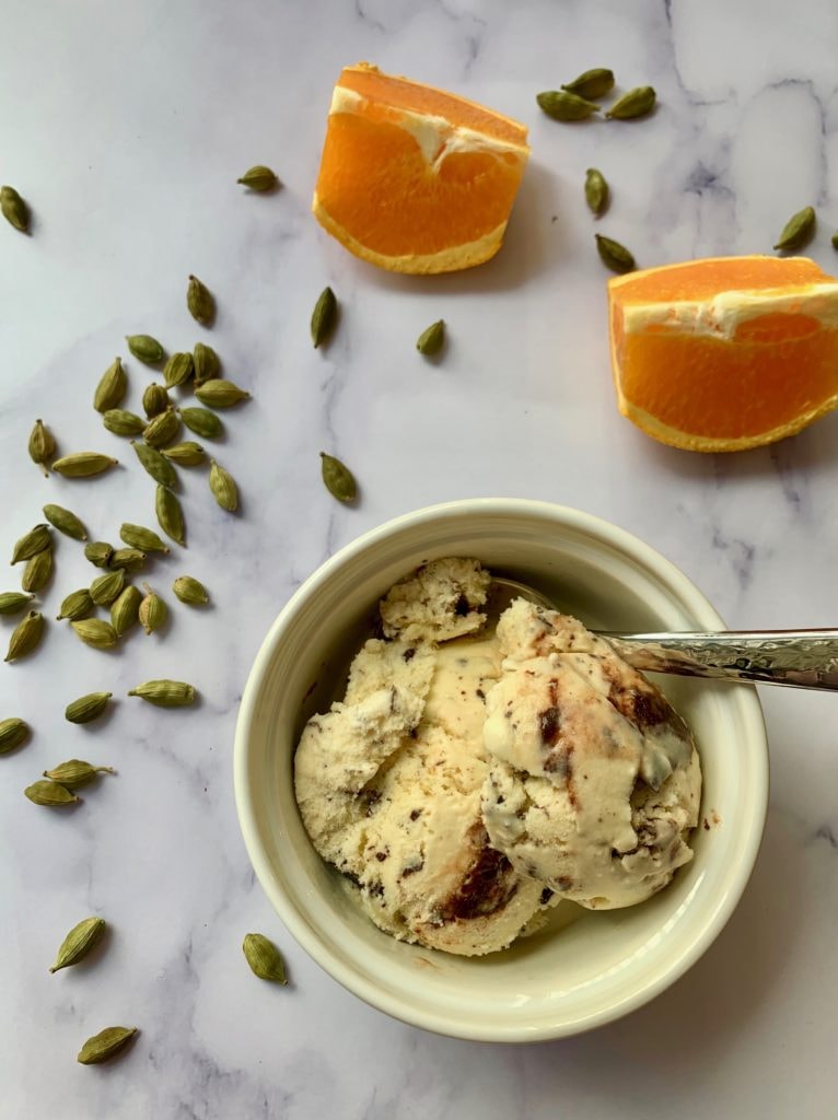Orange-Cardamom Ice Cream with Chocolate Chips and a Hot Fudge Swirl ...