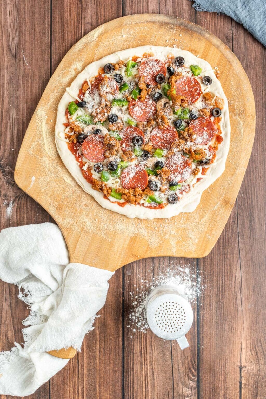 Crispy Thin Crust Homemade Supreme Pizza » the practical kitchen