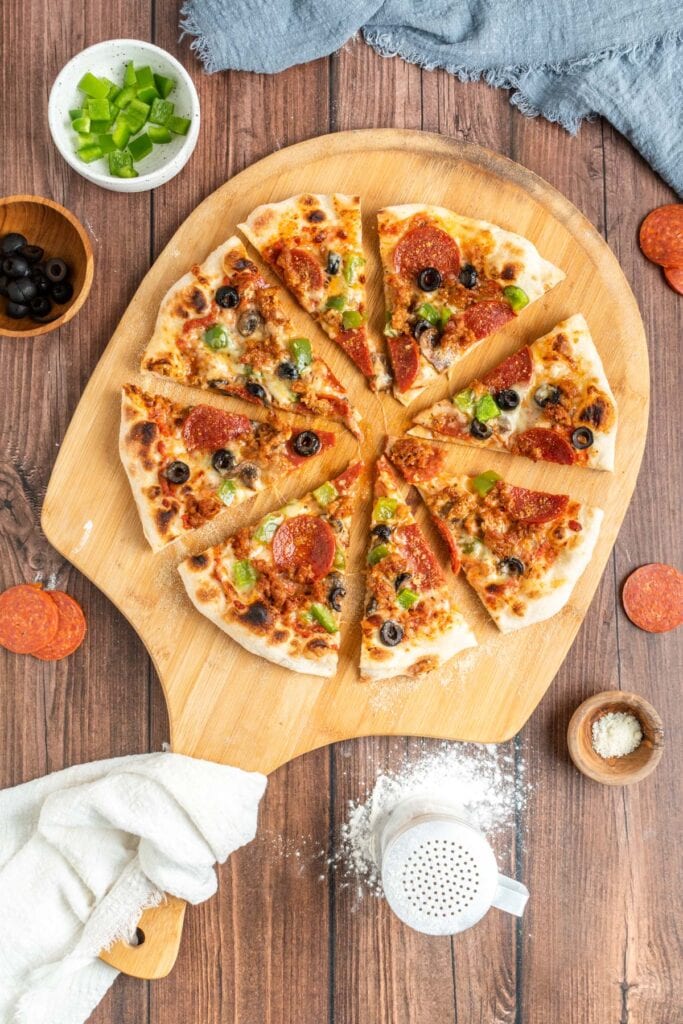 Crispy Thin Crust Homemade Supreme Pizza » the practical kitchen