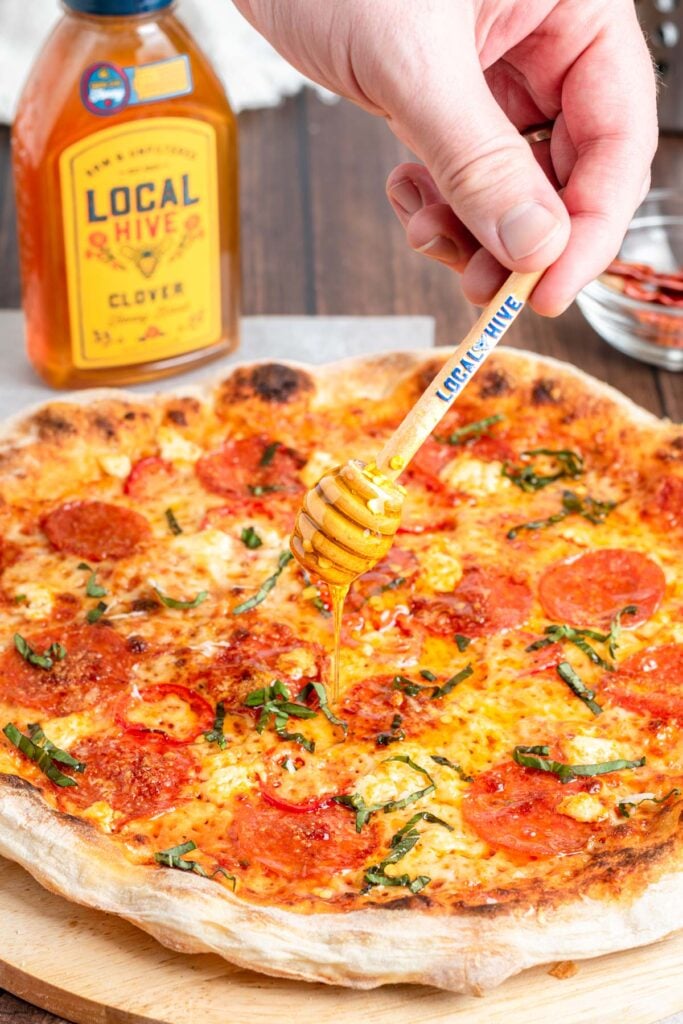 Homemade Hot Honey Pepperoni Pizza with Goat Cheese w/Goat Cheese » the ...